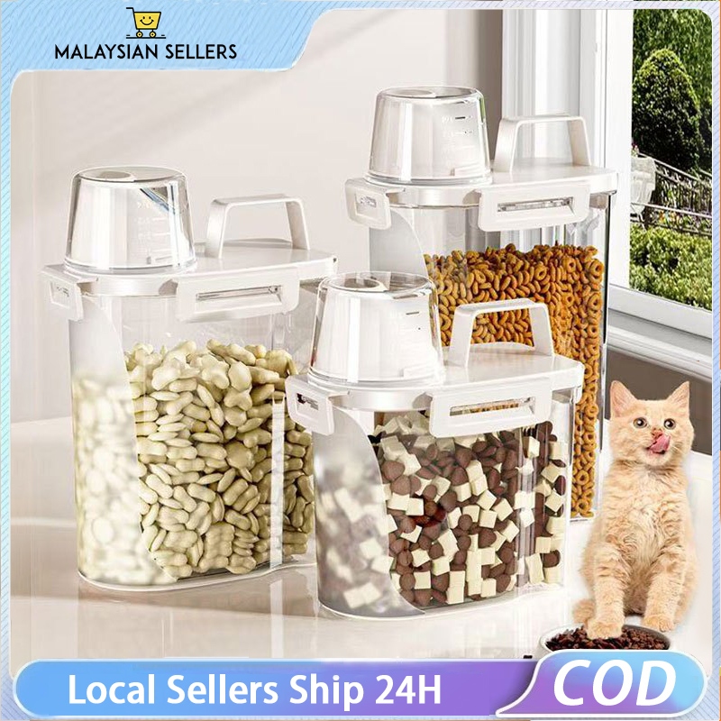 Dispenser Penyimpanan Makanan Haiwan Kedap Udara Bekas Makanan Kering ...