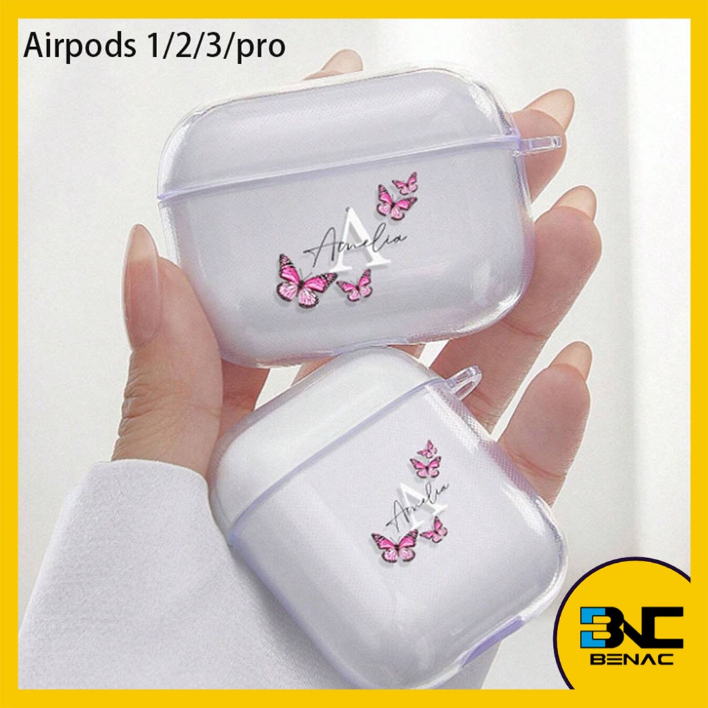 Custom Airpods Case Butterfly Name (CASE ONLY) Suitable GEN 1/2 GEN PRO ...