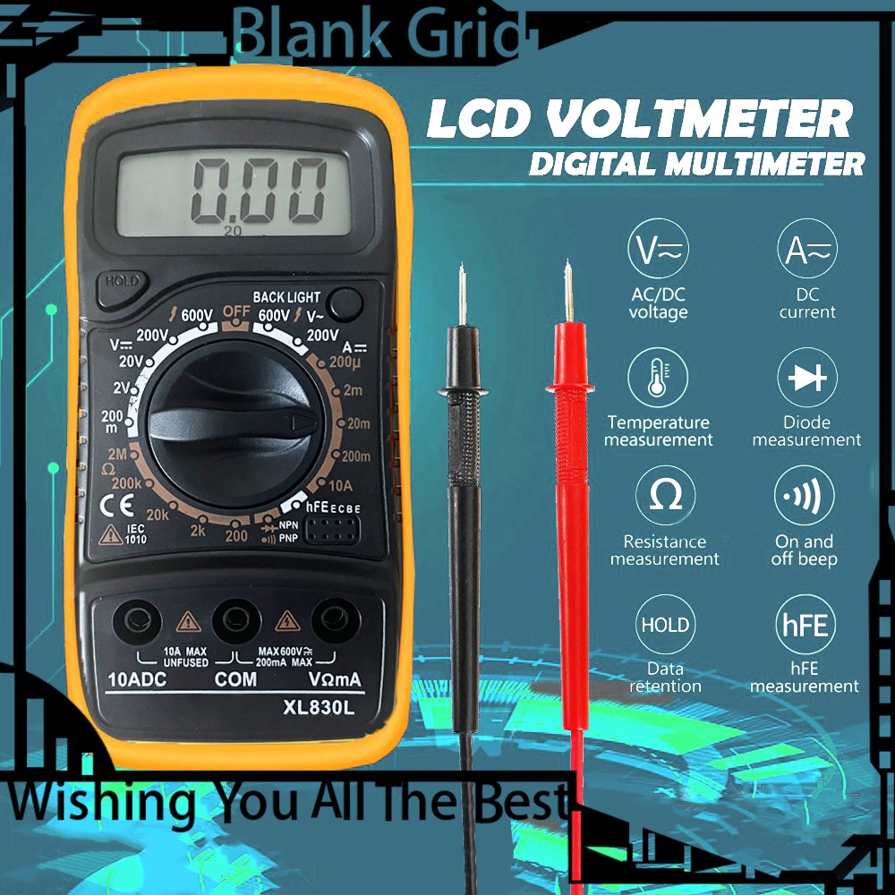 Professional XL830L Multimeter - Portable LCD Digital Voltmeter for AC ...