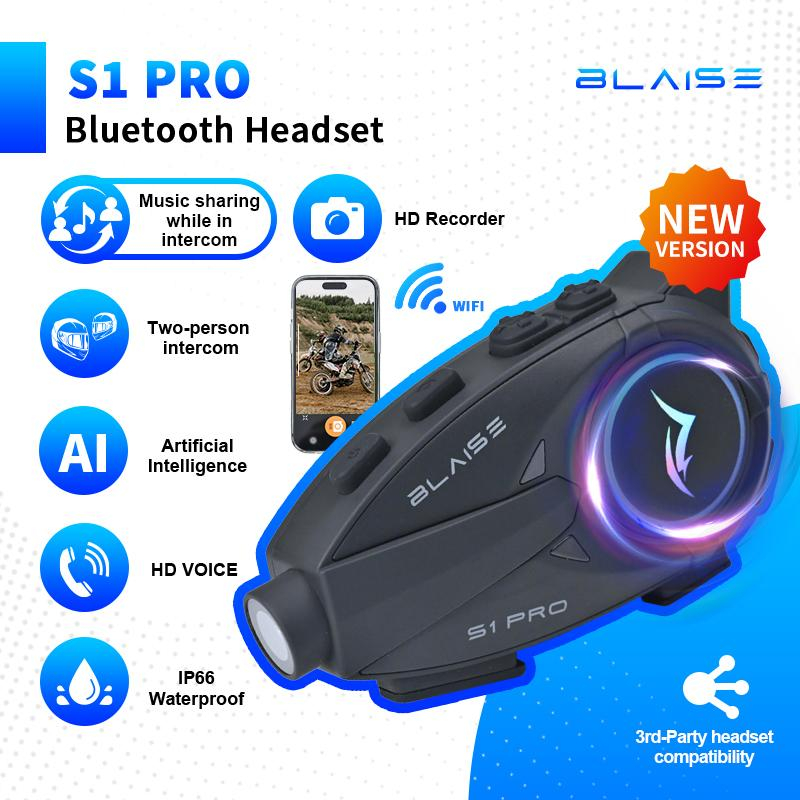 Blaise Intercom Headset S1 PRO Dash Cam for motorcycle Waterproof 360 ...