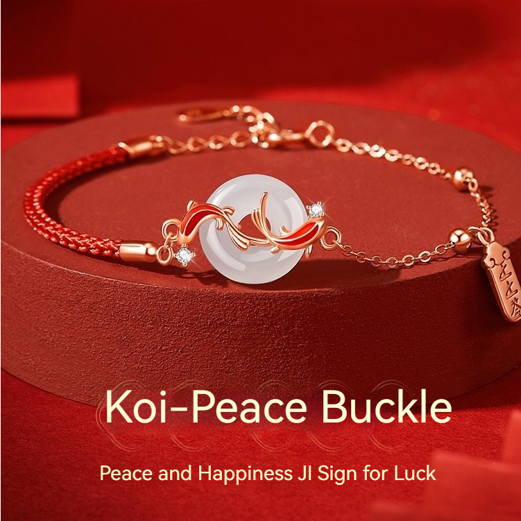 2025 Koi Wada Jade safety buckle bracelet Red beaded braided bracelet ...