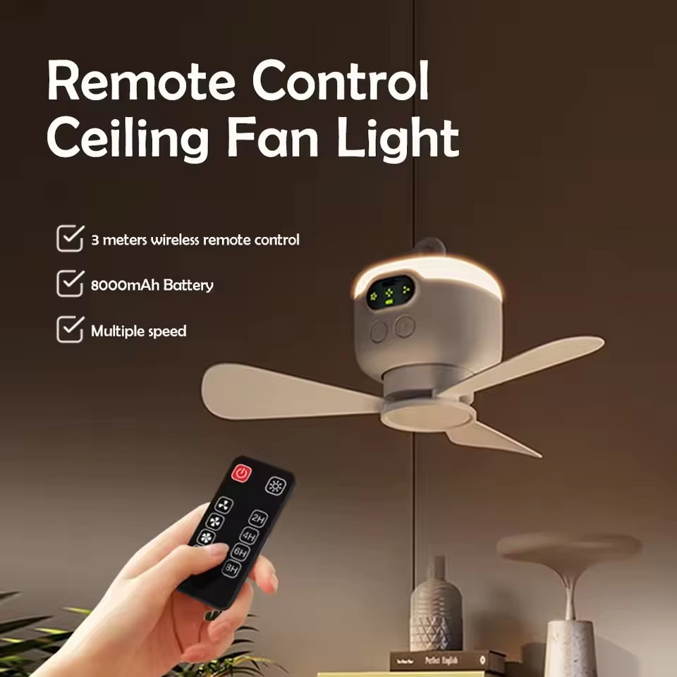 Portable Ceiling Fans 8000mAh Outdoor Camping Fan Tent Ventilator ...