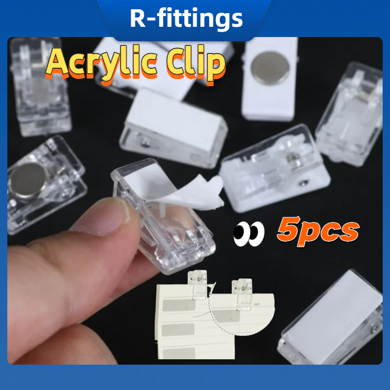 5pcs Acrylic Clip Stationery Accessories Plastic Transparent Small Clip ...