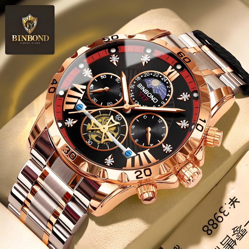 BINBOND Jam Tangan Lelaki Original Waterproof Luminous Casual ...