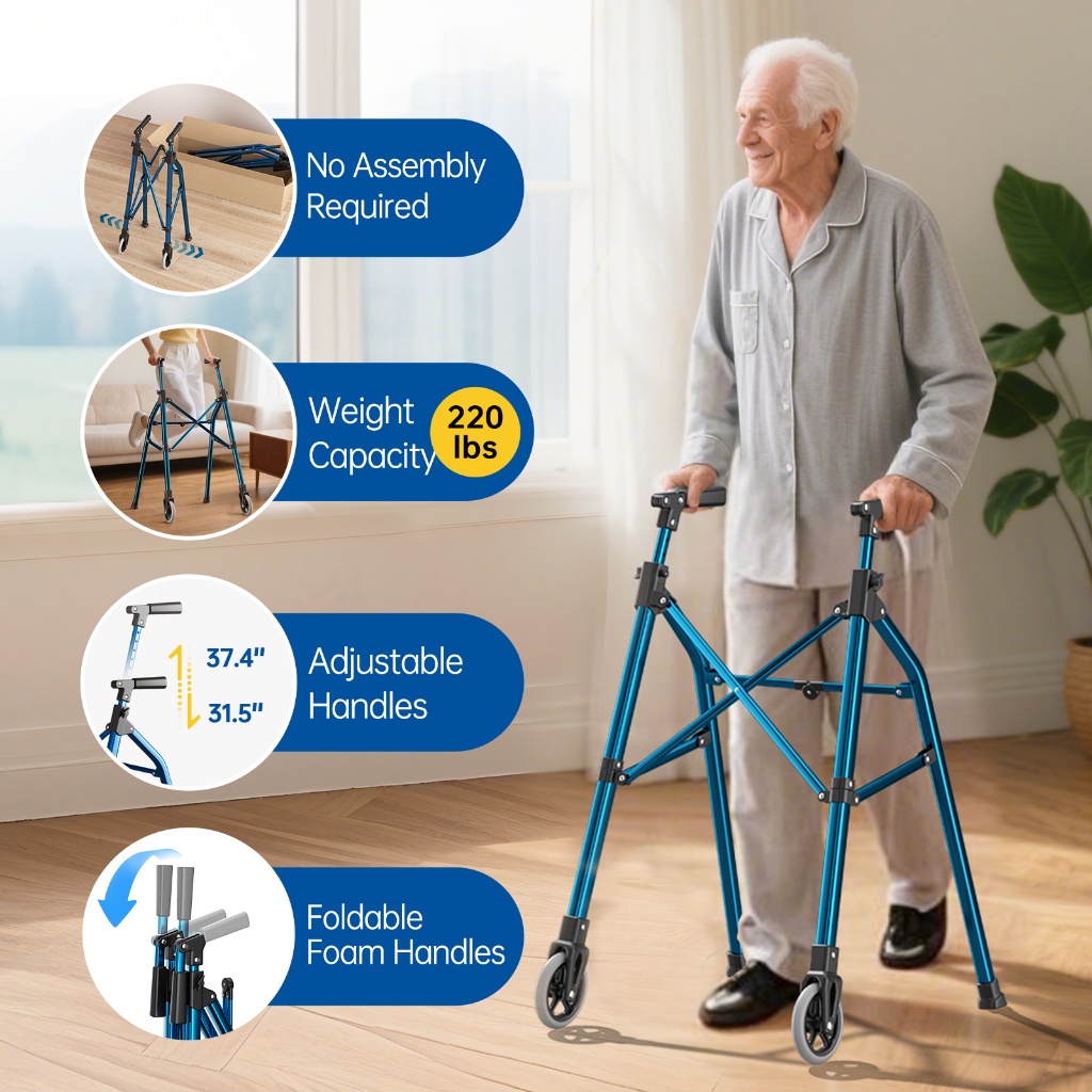 Ziivievs Ultra-Lightweight 2.4KG Rollator Walker for Seniors, Height ...