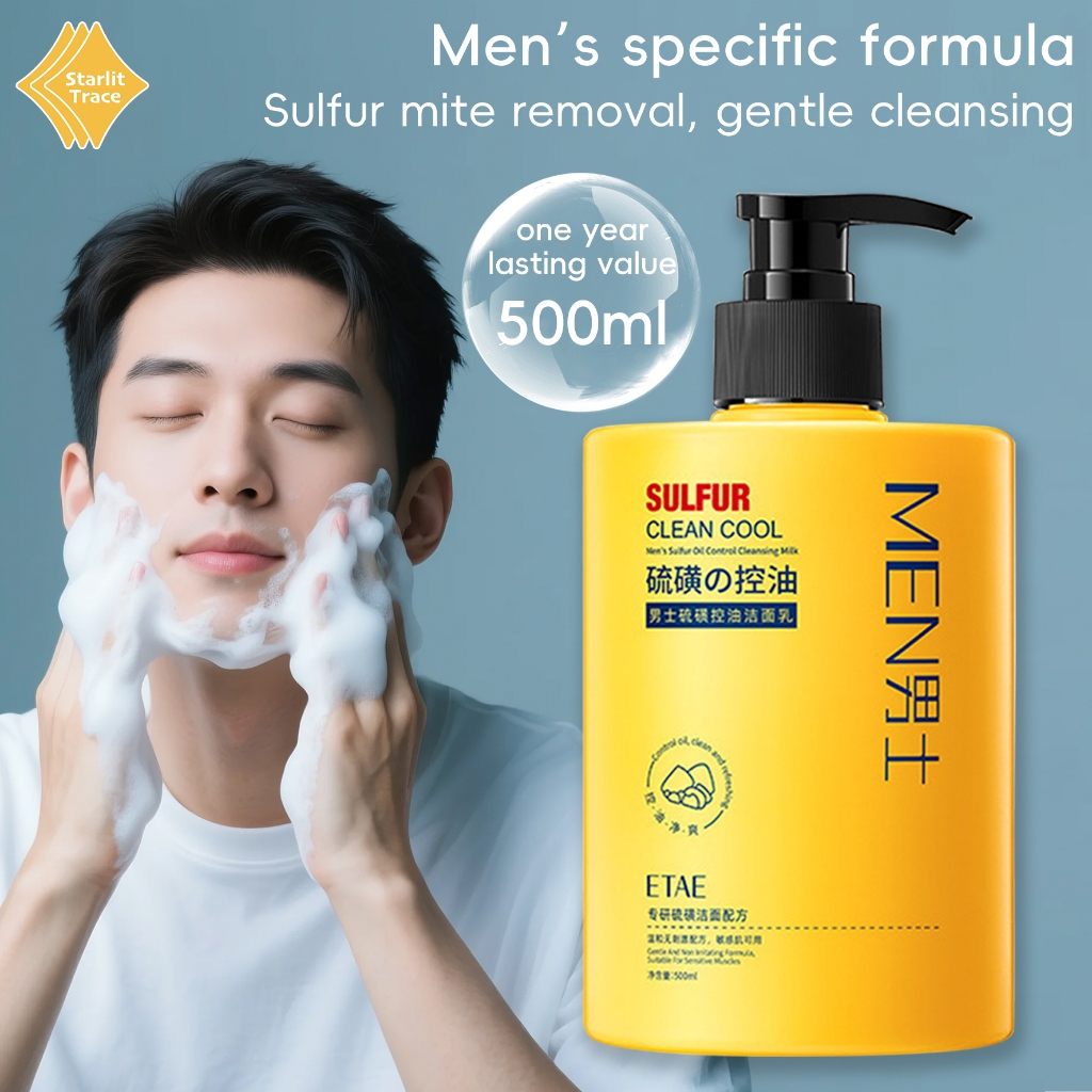 500ml BIG SIZE Men's Sulfur Face Wash Deep Oil Control & Anti-Acne ...