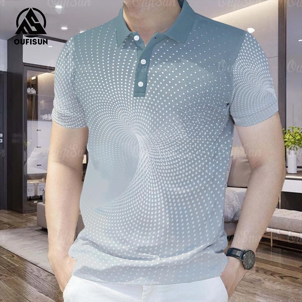 Mens business polo slim lapel formal attire mens summer cool short ...
