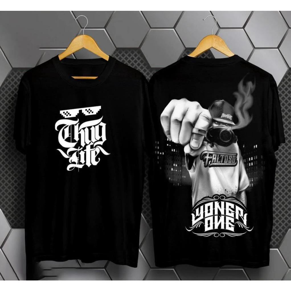 Men's short sleeved T-shirt Thug Life Streetwear Series Skull/Gun/Lady ...