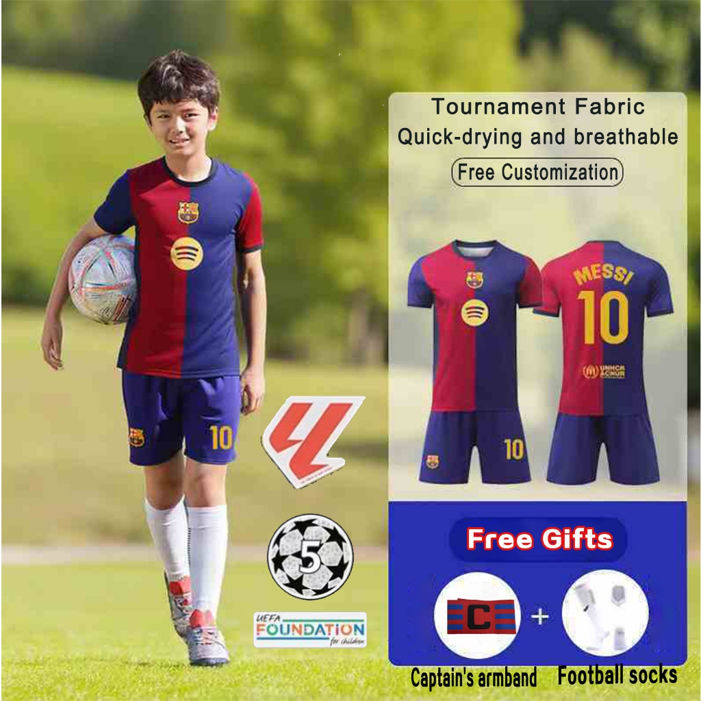 2024-25 Season Barcelona F.C. Home Kids Football Jersey King's Cup ...