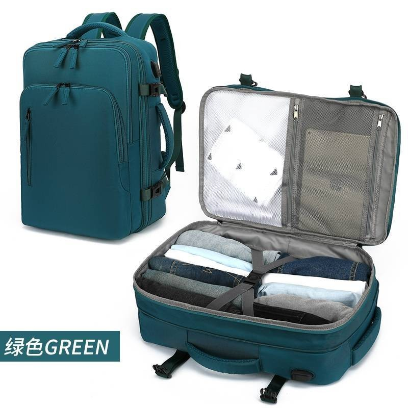 Blue Travel Backpack Waterproof Expandable Hand Tote 15.6 Inch Laptop ...