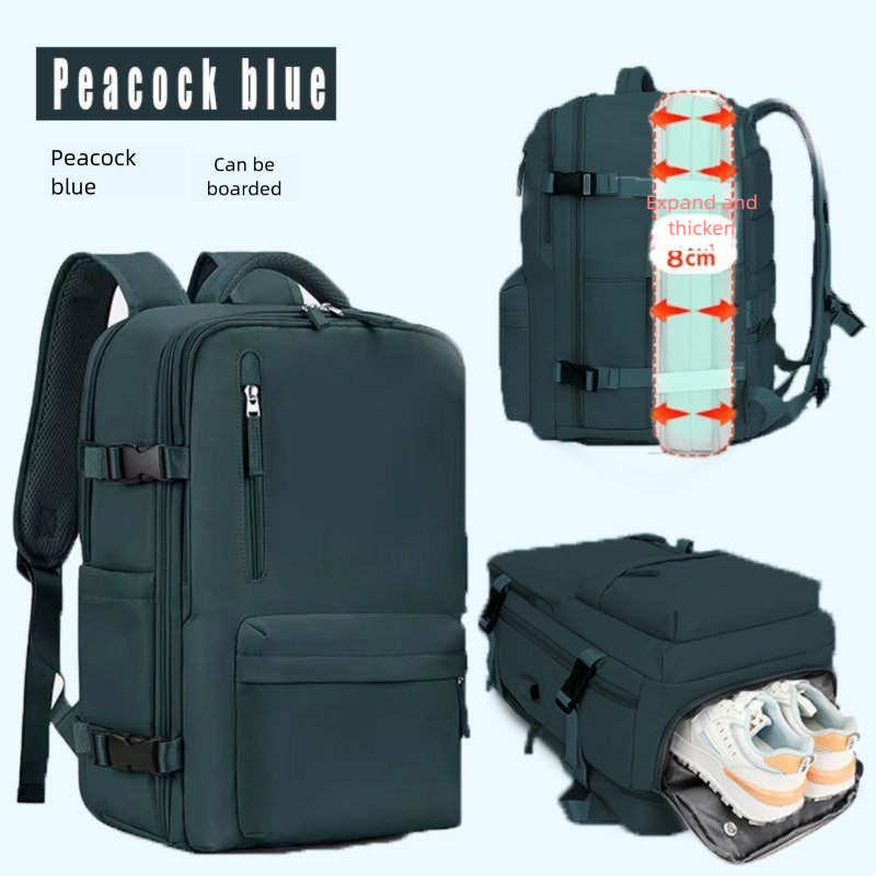 Blue Travel Backpack Expandable Backpack Waterproof Duffel Bag Extra ...