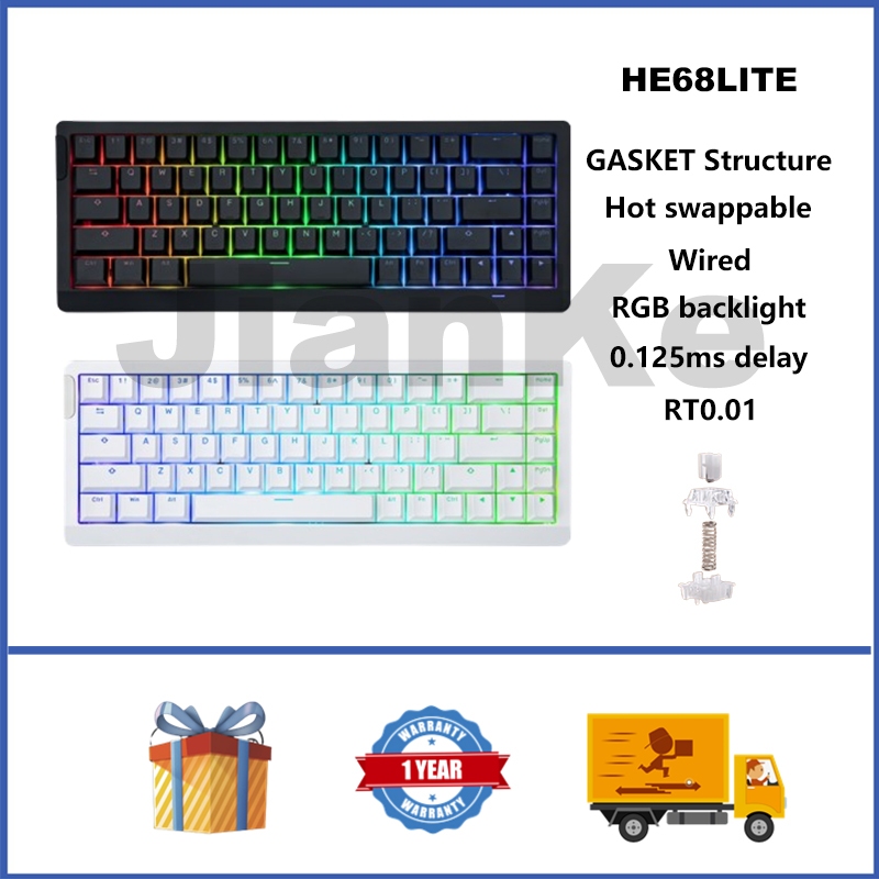 EPOMAKER HE68LITE Magnetic Wired Keyboard 65% Hot swappable RGB GASKET ...