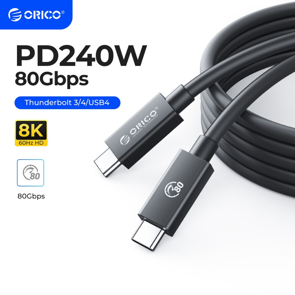 ORICO Thunderbolt 4 /3 USB C Cable PD 240W 60Hz 80 Gbps Type C Cable Fast Charging for MacBook ...