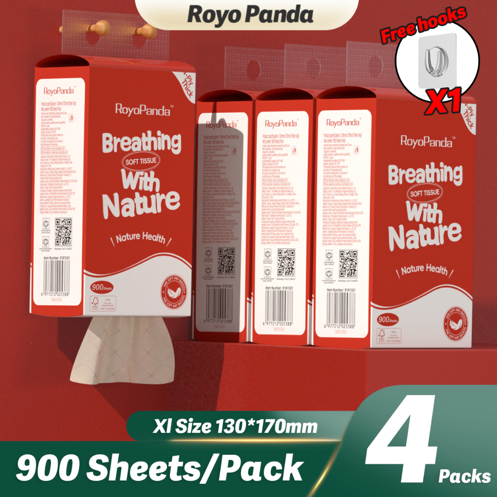 【4Packs】RoyoPanda Hanging Tissue Soft Deluxe Tissue Cheerful Tissue ...
