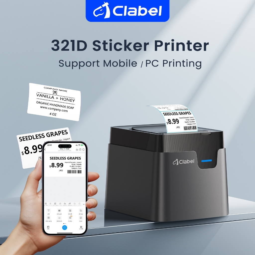 CLABEL 321D Thermal Printer, Barcode Printer Bluetooth, Label Printer ...