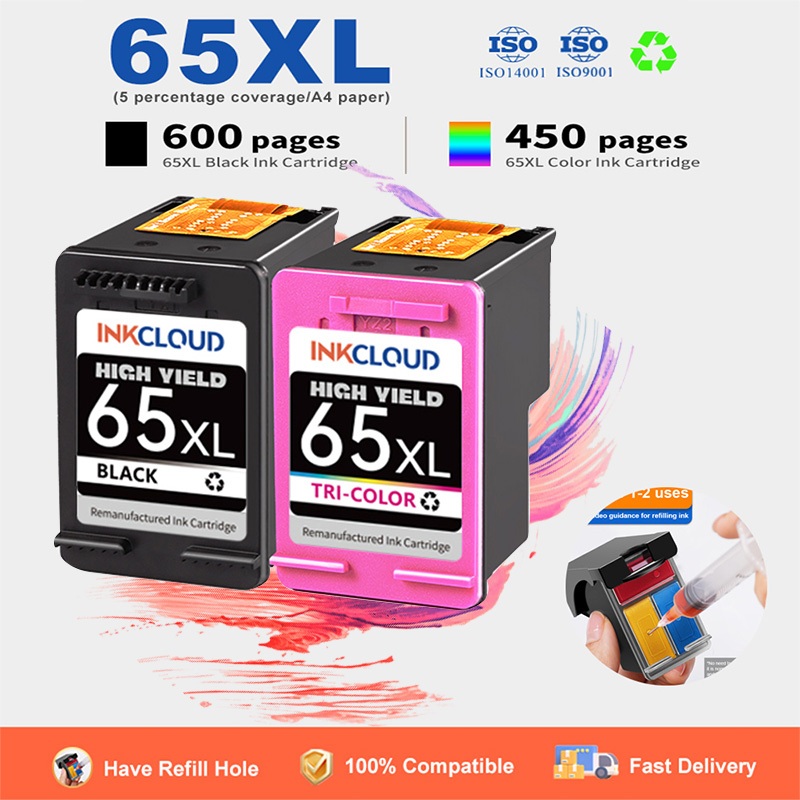Compatible HP 65 HP 65XL Ink Cartridge Refillablef HP 65 Ink or 2220 ...
