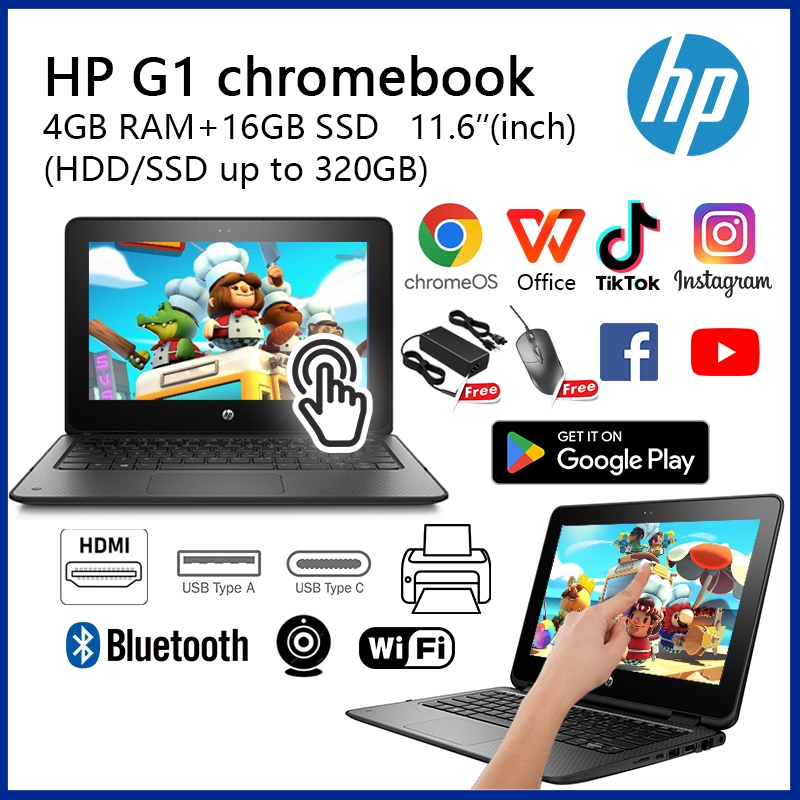 Flip Touchscreen HP G1 Chromebook laptop/4GB RAM+32GB SSD 320GB HDD ...