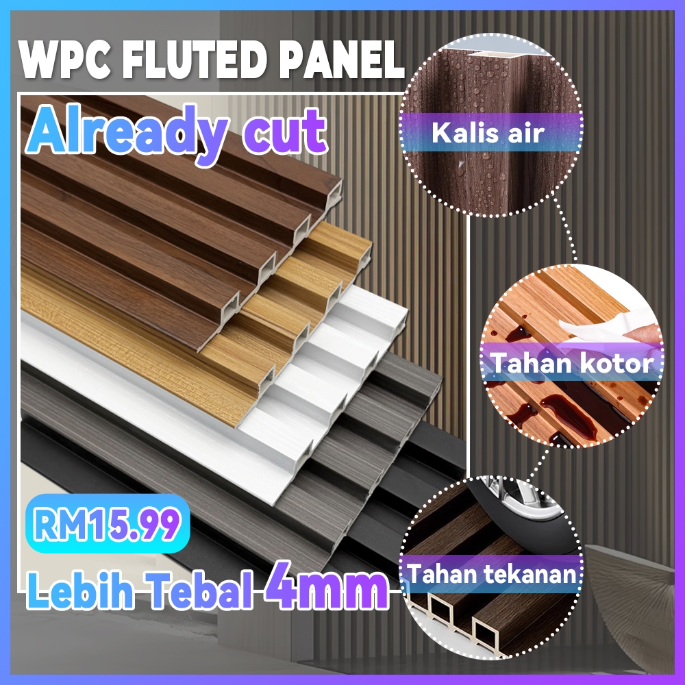 🇲🇾 Fluted Wall Panel 2.9 Meter Wood WPC Board Hiasan Dinding | Shopee ...