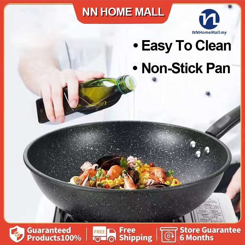 28/30/32CM Non-stick wok pan high-quality Black Deep Frying Wok Pan ...