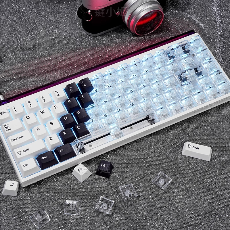 【Keycap Only】White Three-colour Keycaps Transparent 150 Keys Light ...