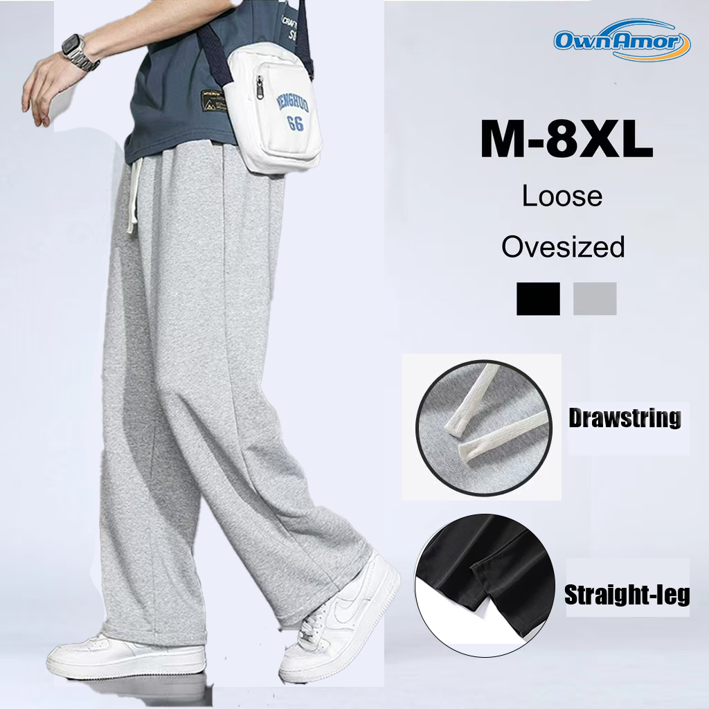 【M-8XL】Plus Size Straight Leg Pants for Men Loose Comfortable Casual ...