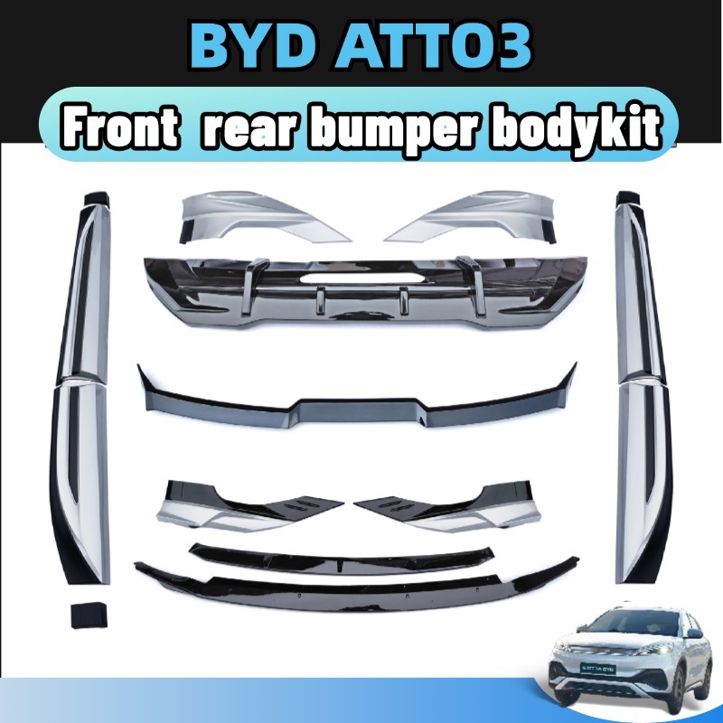 For byd atto3 2022-2025 bumper bodykit Front Lip Skirt Bumpe Diffuser ...