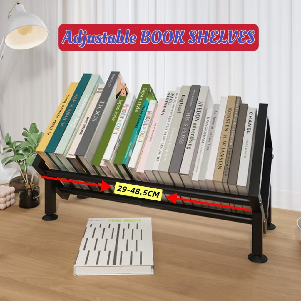 Adjustable 29-48.5CM Simple iron Book Shelves Table Bookshelf Display ...