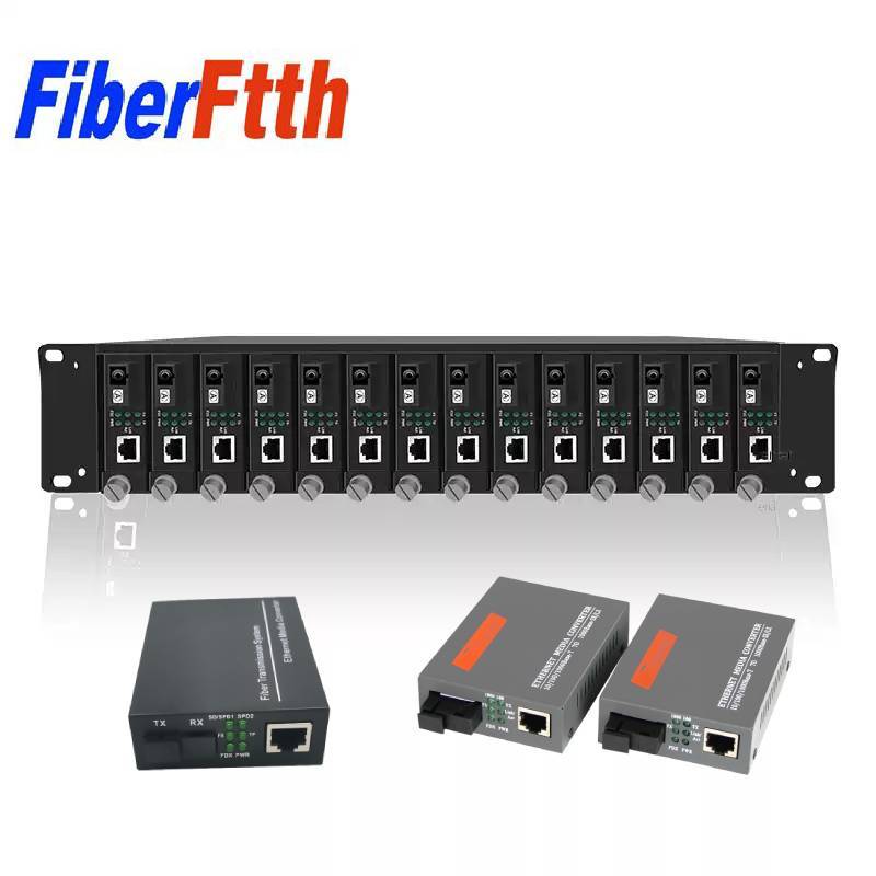 2U 14 slots rack-mounted chassis for unmanaged media converters fiber ...
