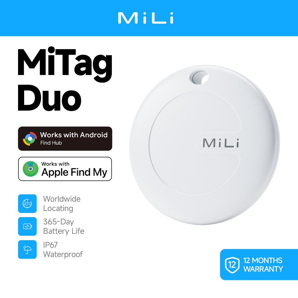 MiLi MiTag Duo Bluetooth Tracker for iOS or Android Smart Locator Tag ...