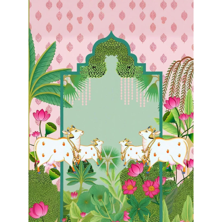 5x7ft Pichwai Mural Art Prabhavali Vrahlakshmi Backdrop Indian Ethnic ...