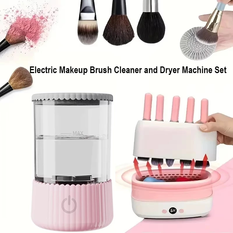 Electric Makeup Brush Cleaner and Dryer Machine Set Automatic Cosmetic ...