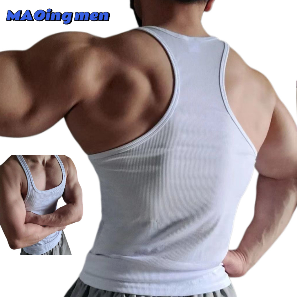 [MAOINGMEN] American Threaded I-Shaped Singlet Men Slim-Fit Sando For ...
