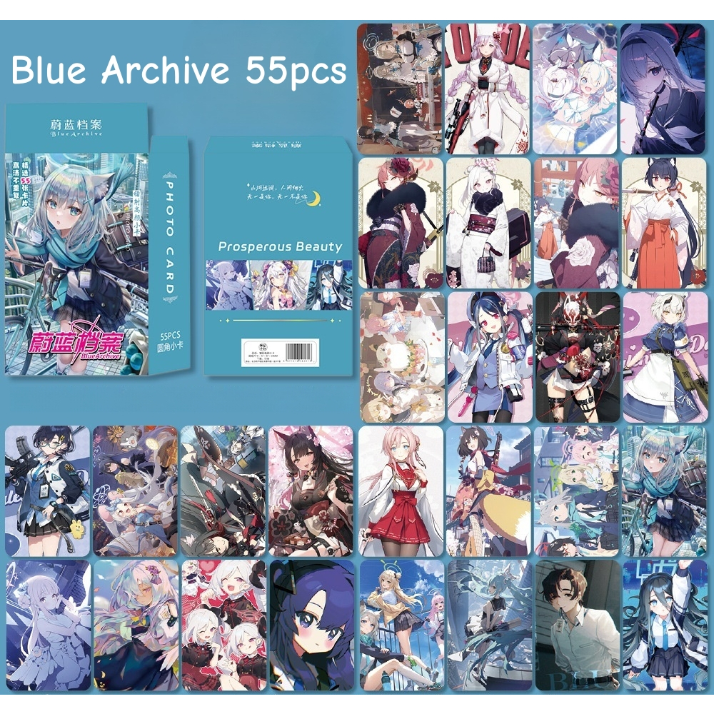 55pcs Mobile Game Pixiv Blue Archive Laser Holographic Lomo Cards Azusa Shirasu Sunaokami ...