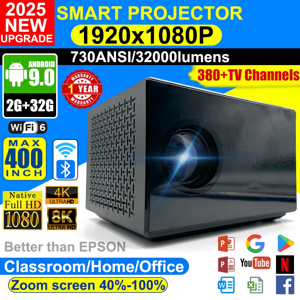 Warranty 1 Years 1920x1080P Smart Lcd Projector for Classroom 4K 8K 3D ...
