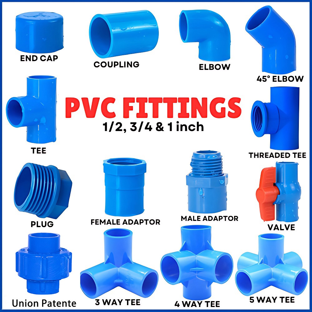 PVC Pipe Fitting Paip PVC Connector Socket Elbow Tee Valve Socket Plug End Cap U Clip PT Socket ...