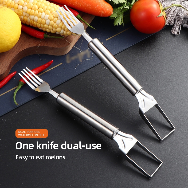 2 in 1 Watermelon Fork Slicer Stainless Steel Double-ended Watermelon ...