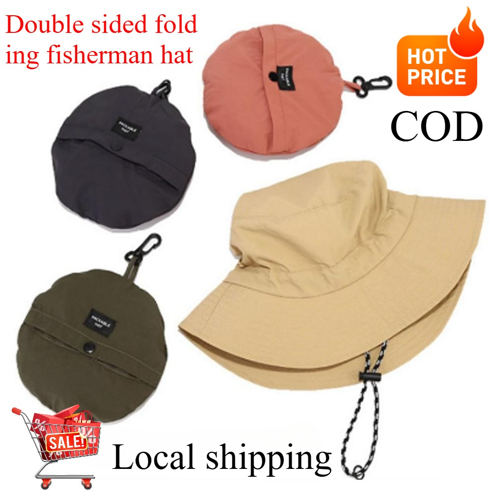 in stock】UPF 50+Double sided Folding fisherman hat, Folding bucket cap ...
