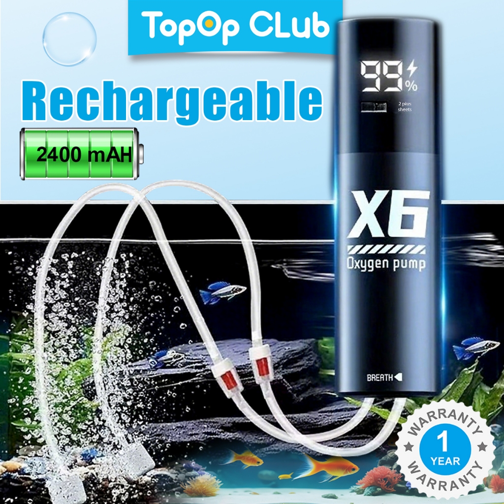 TOPOP Oxygen Pump Fish Rechargeable Aquarium Pump Dual-Motor Fish ...