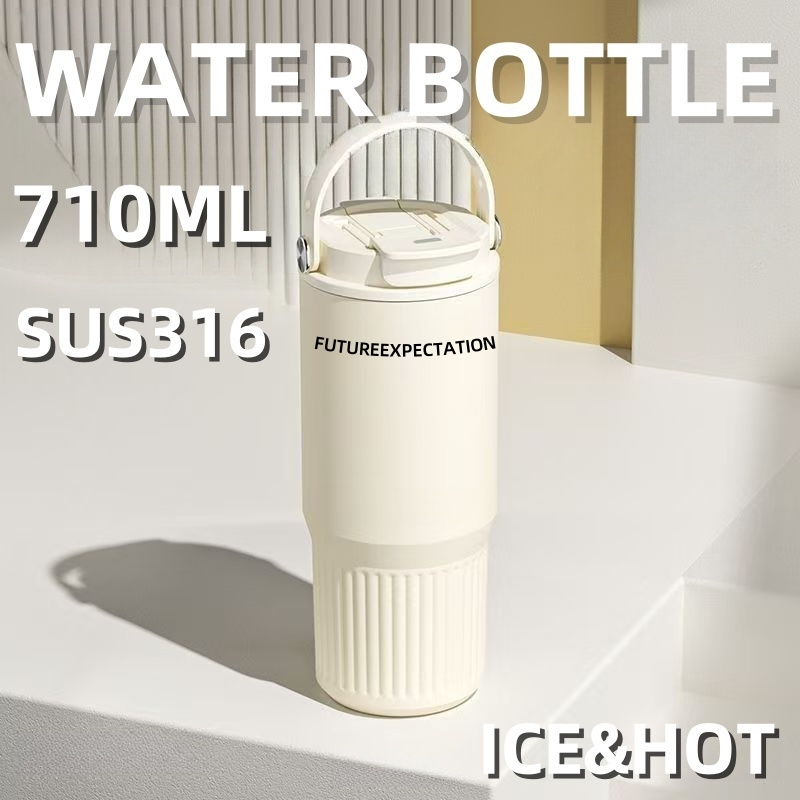 Brioo 710ML Water Bottle Thermos Cup with Straw Portable Aquaflask Tumbler 316Stainless Steel ...