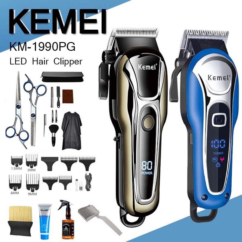 Kemei mesin potong rambut Professional Salon Clipper Hair LCD Display ...