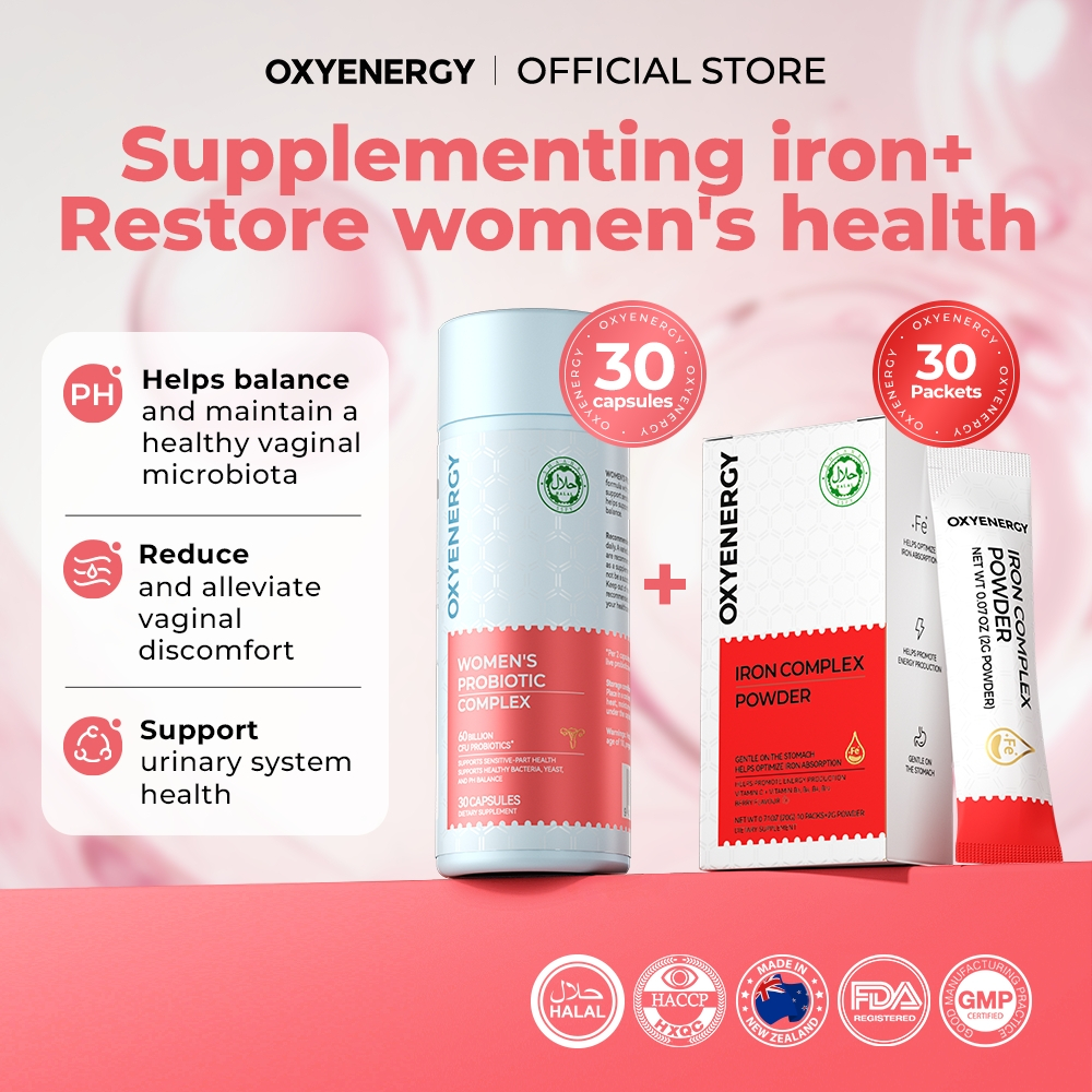 OXYENERGY Women's Health Probiotics For Supports Digestive Urinary Health + Liposomal Iron ...