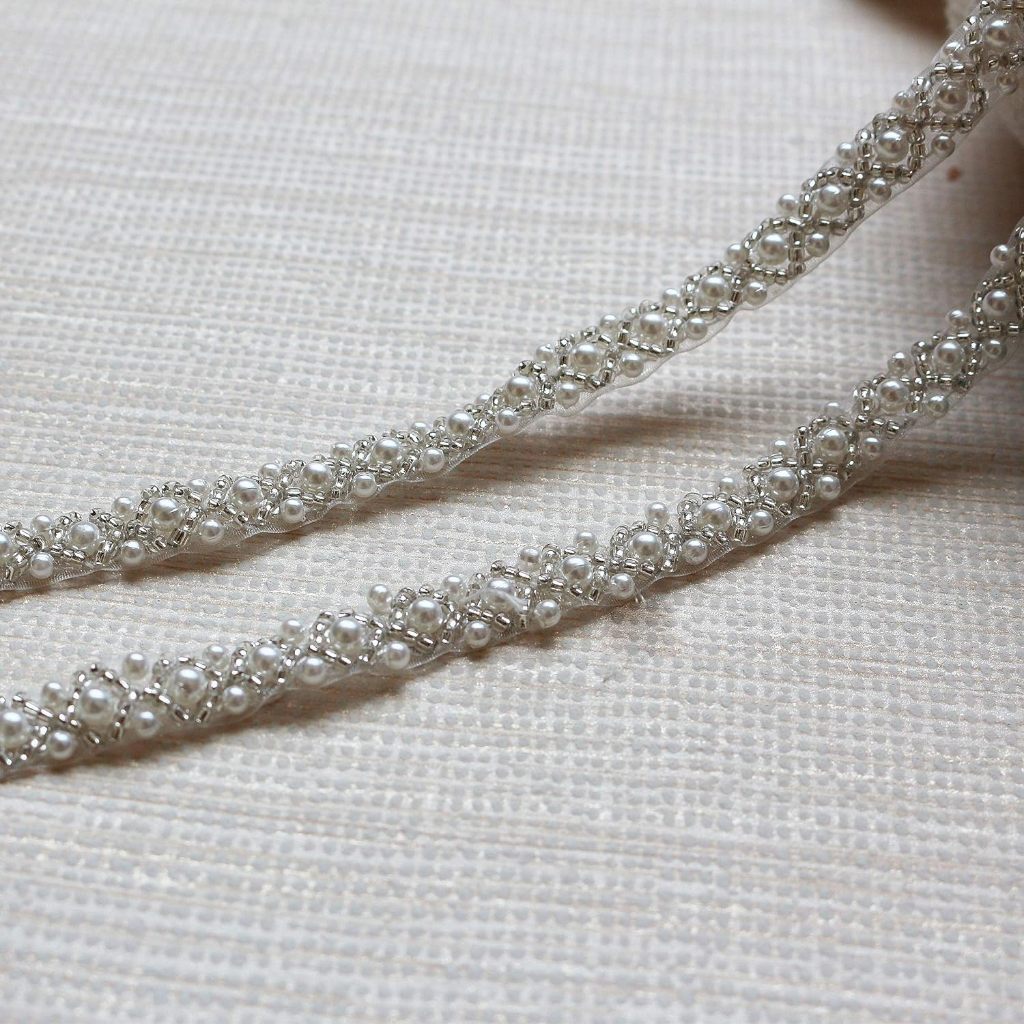 1Yard Black White Pearl Lace Trim Mesh Lace Fabric Clothes Decoration ...