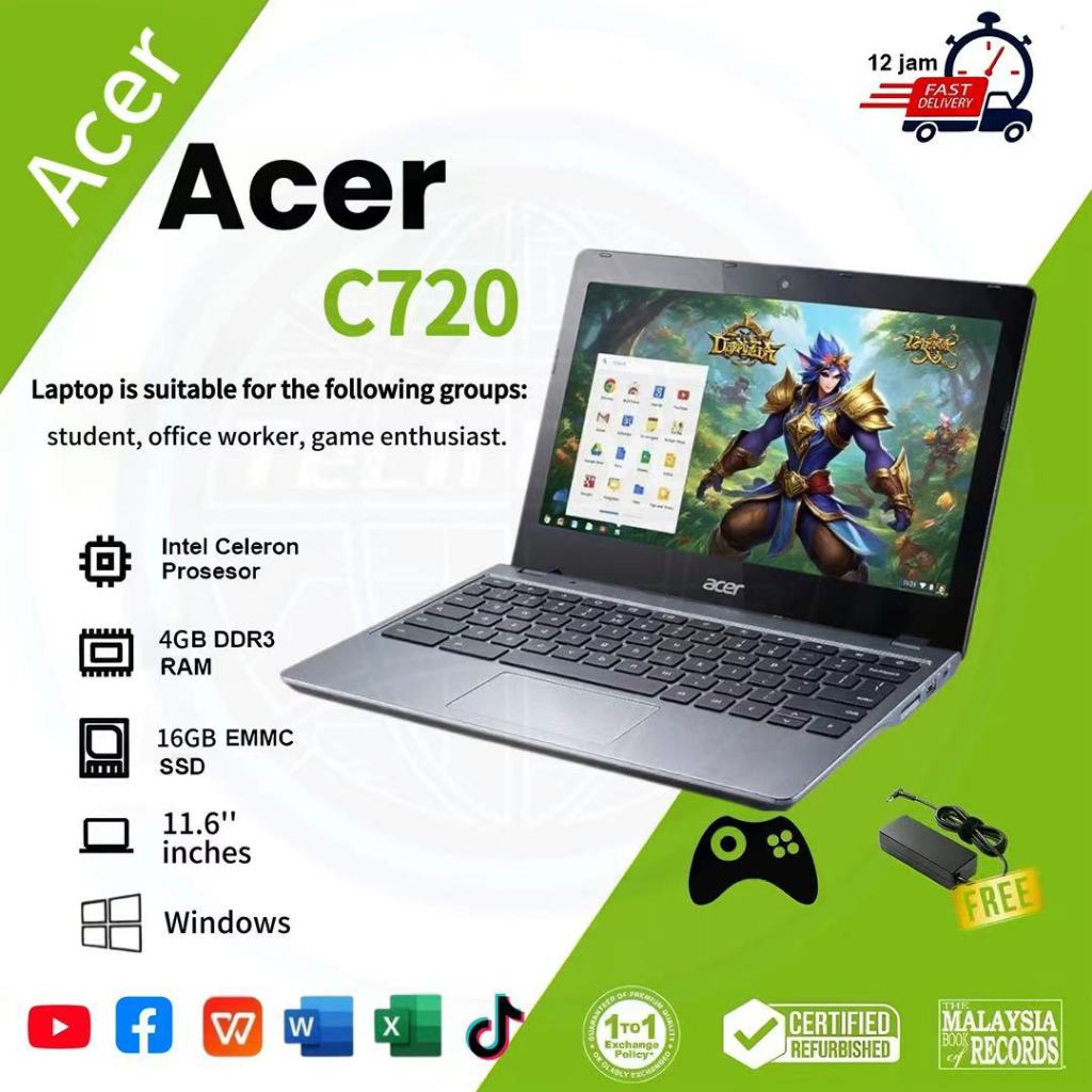 Acer C720 Chromebook/Windows/up to 320GB HDD/Original murah laptop for ...