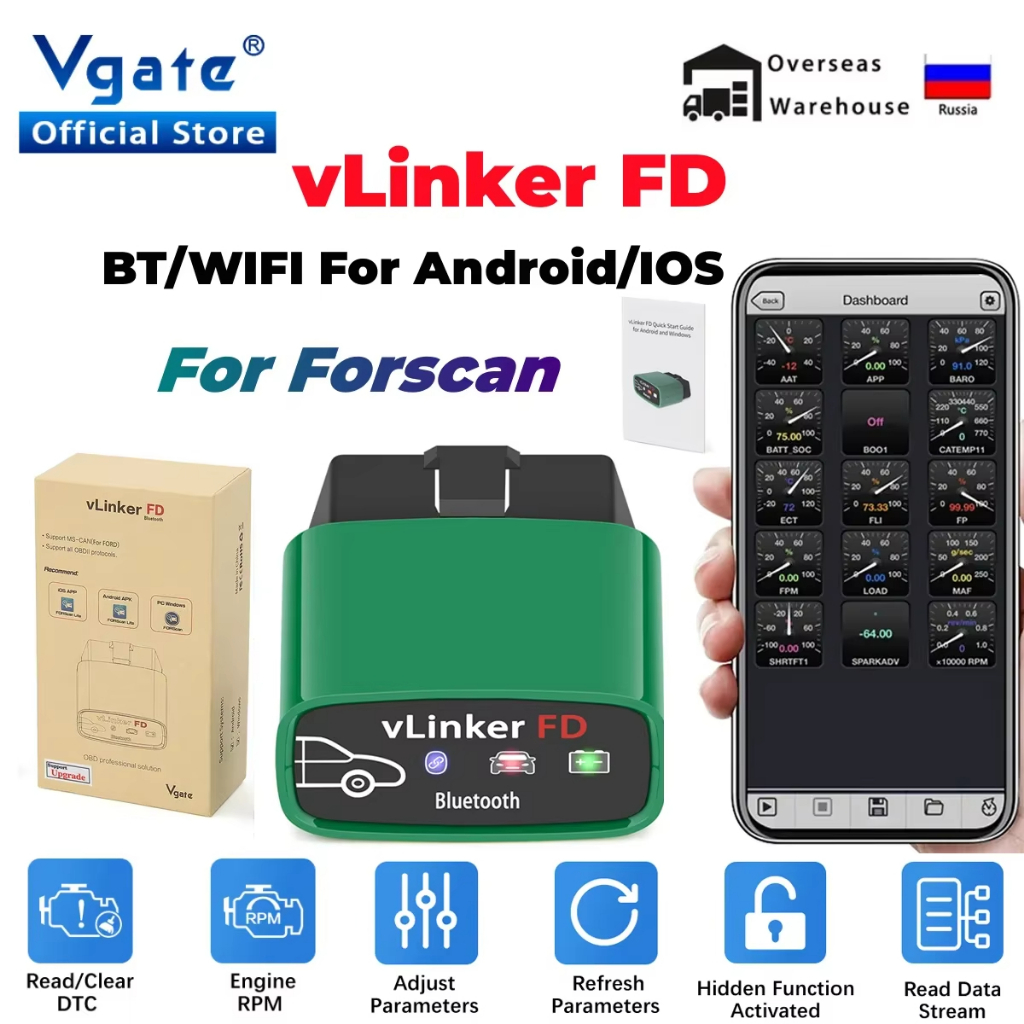 Vgate vLinker FD ELM327 FORScan For Ford wifi Bluetooth 4.0 OBD2 Car ...