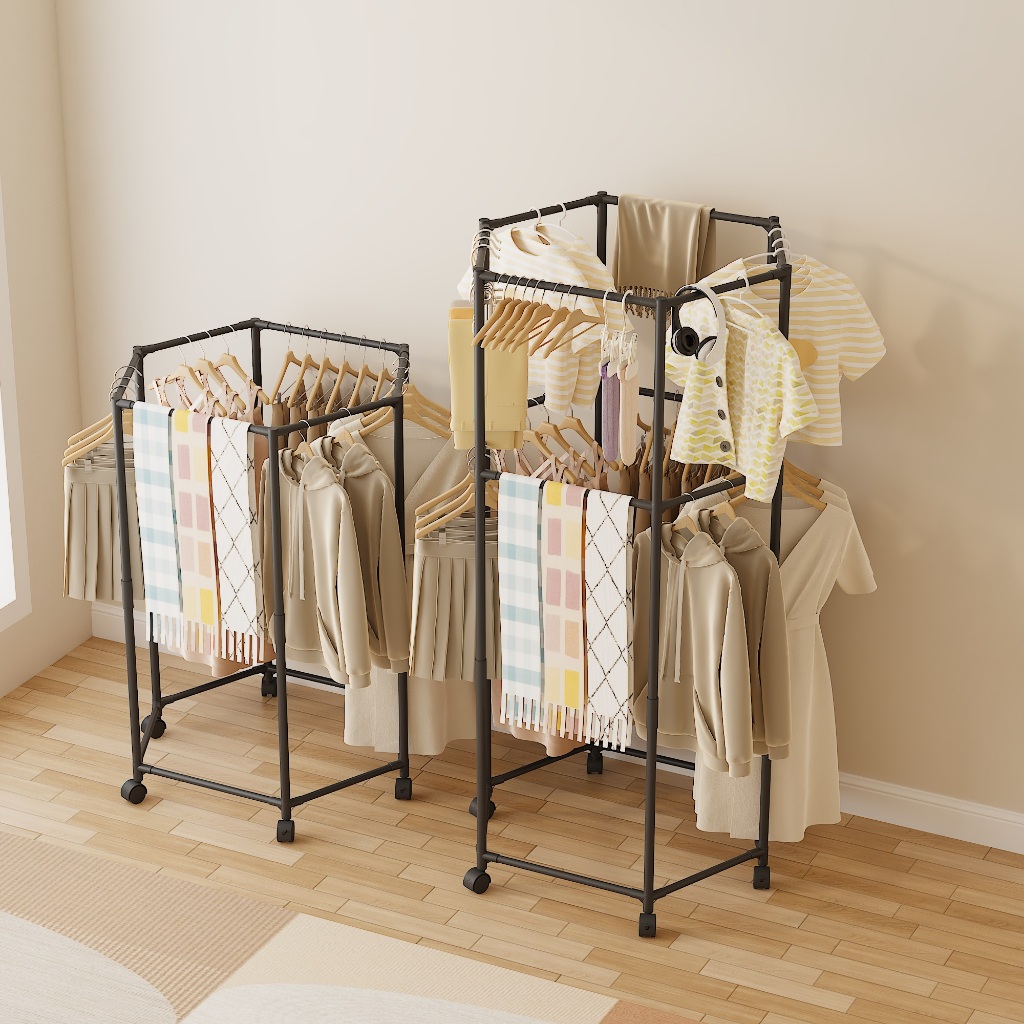 Multi functional double-layer movable 360 ° pulley living room clothes ...