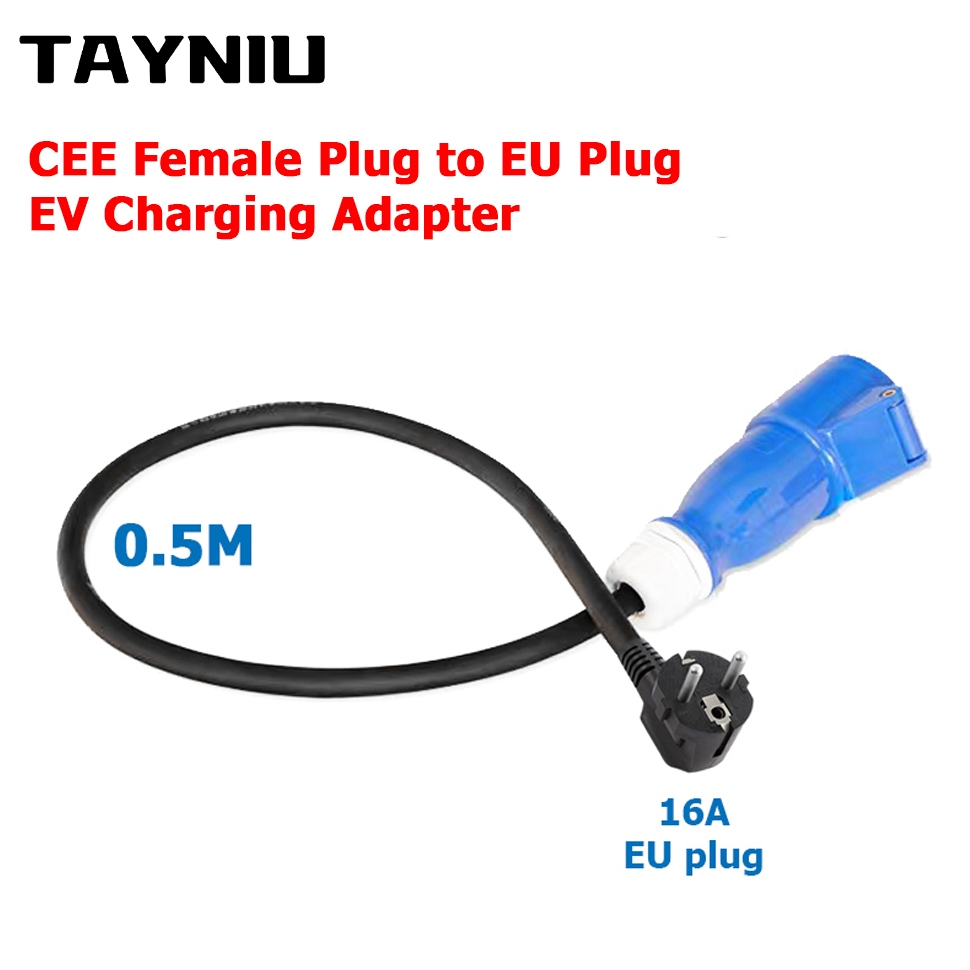 TAYNIU EV Portable Charger EU Plug To CEE Blue Power Female Plug Socket ...