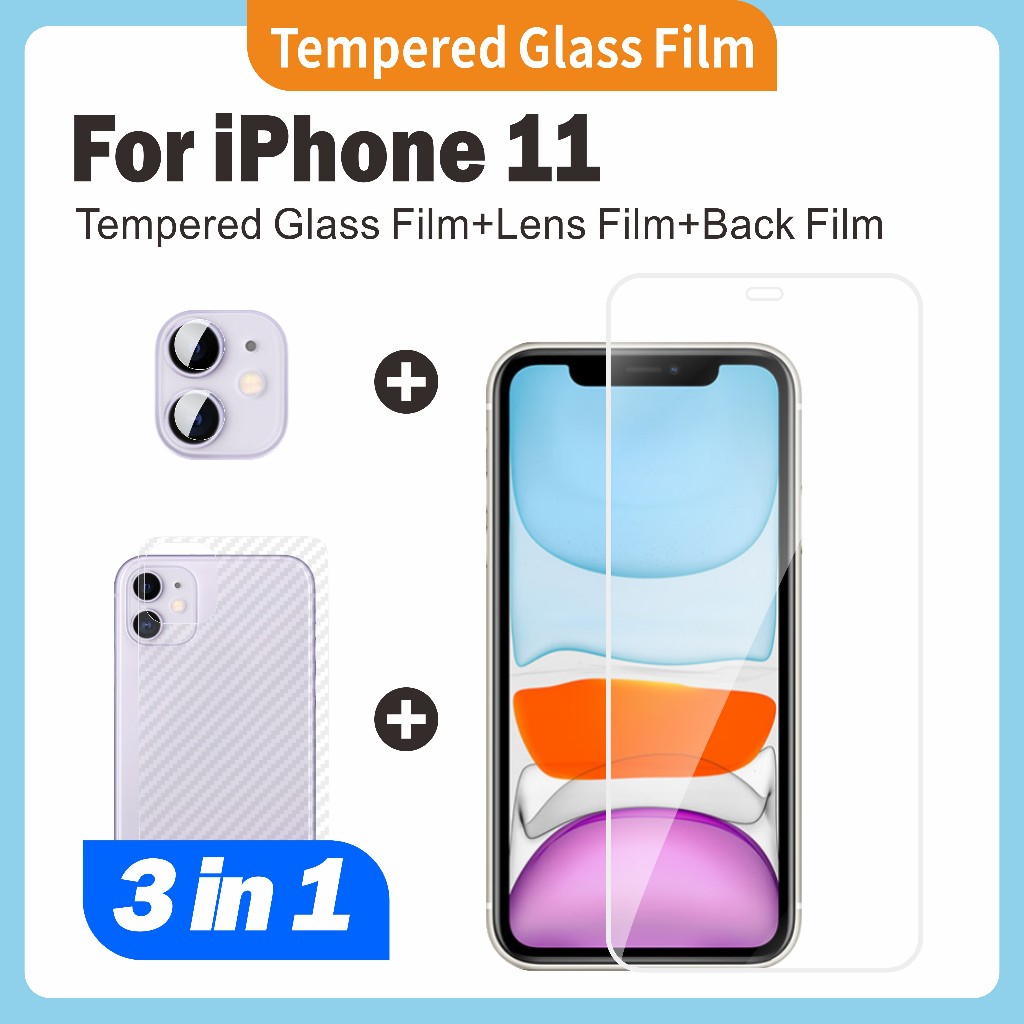 3-In-1 Screen Protector Bundle For iPhone 11 : Tempered Glass High ...