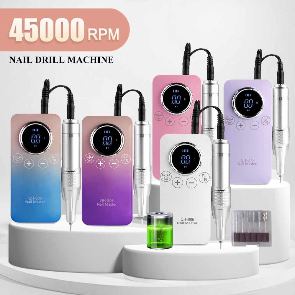 45000RPM Rechargeable Electric Nail Drill Machine Professional Nail ...