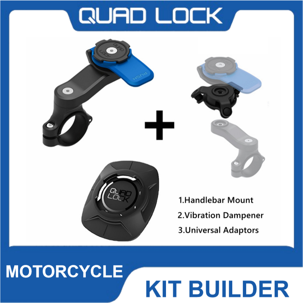 QUAD LOCK KIT BUILDER MOTORCYCLE HANDLEBAR MOUNT and VIBRATION DAMPENER ...