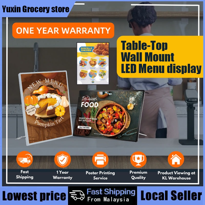 LED Menu Board A3 A4 | Table LED Lightbox Menu | Countertop Wall Mount ...